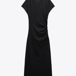 Zara | Dresses | Nwt Zara Draped Midi Dress Black Ref 4437294 S Xs | Poshmark